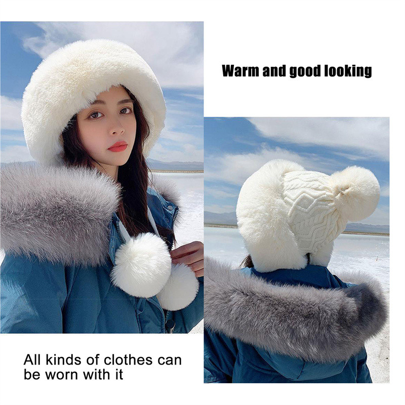 Outdoor Earflap hat Wool Knitted Snow Ski Cap Fleece Women Winter Cold-proof Hats | Shopee Malaysia