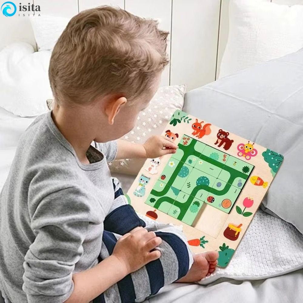 ISITA Wayfinding Puzzles Toys, Wooden Early Educationa Kids Maze Board ...