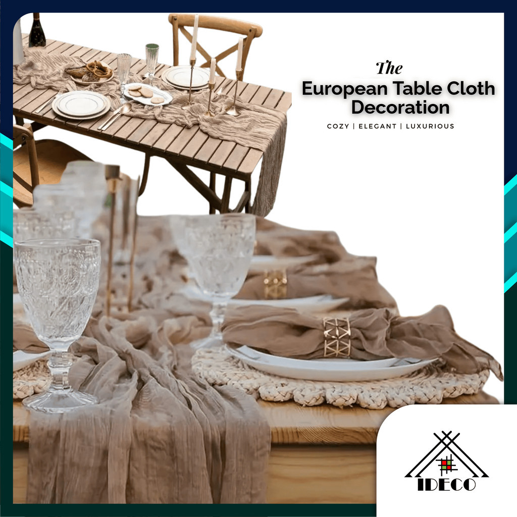 iDECO™ 90cm x 180cm Cheese Cloth Tablecloth Bohemian Style Crinkle ...