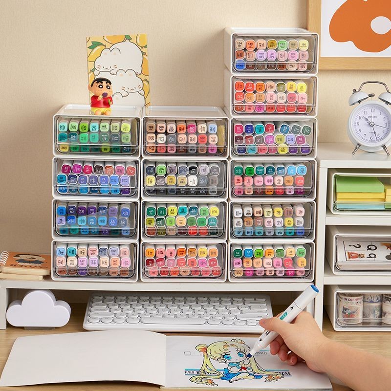 【Ship In 24h】 抽屜式馬克筆收納盒 Drawer Marker Storage Box ins Style ...