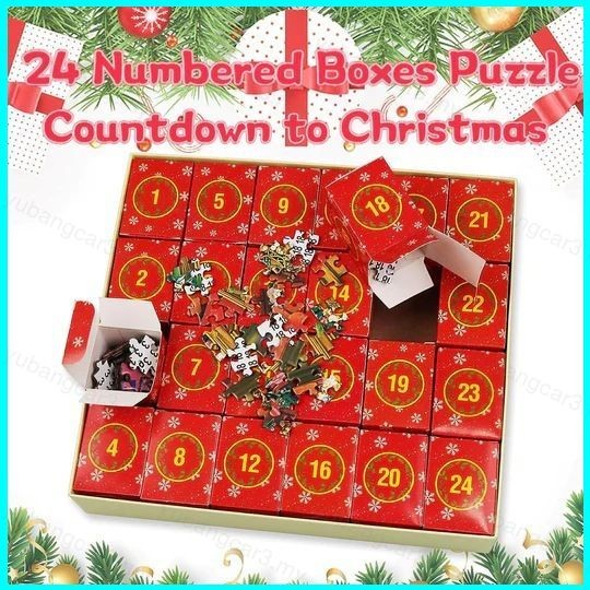 BY 24 numbers boxes jigsaw puzzle countdown to Christmas mystery box ...