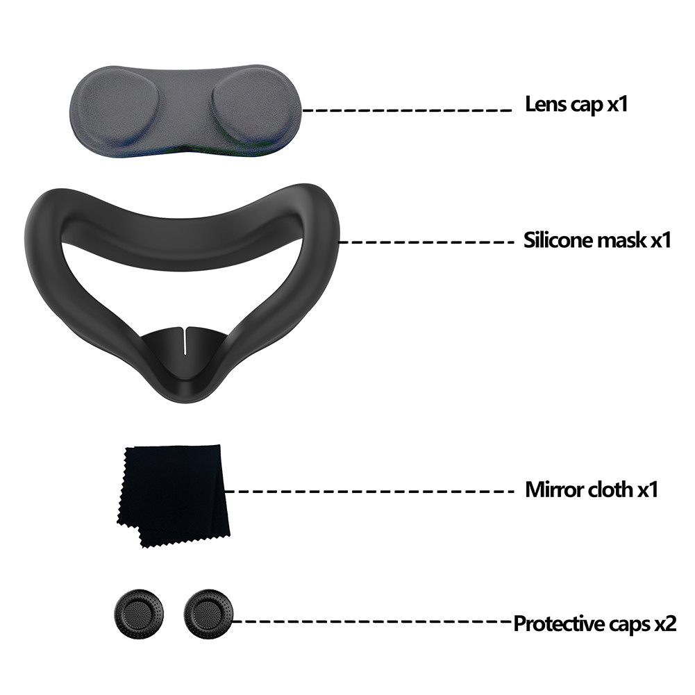 Silicone VR Face Cover with Len Cover & Joystick Cover for Meta Quest ...