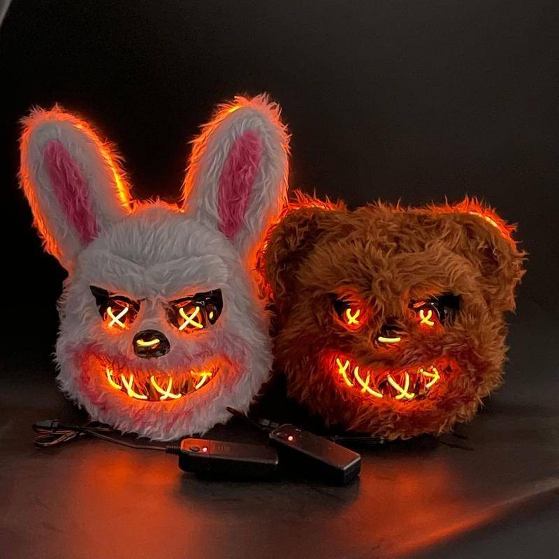Halloween horror costume prop glowing LED rabbit mask cyberpunk cool ...