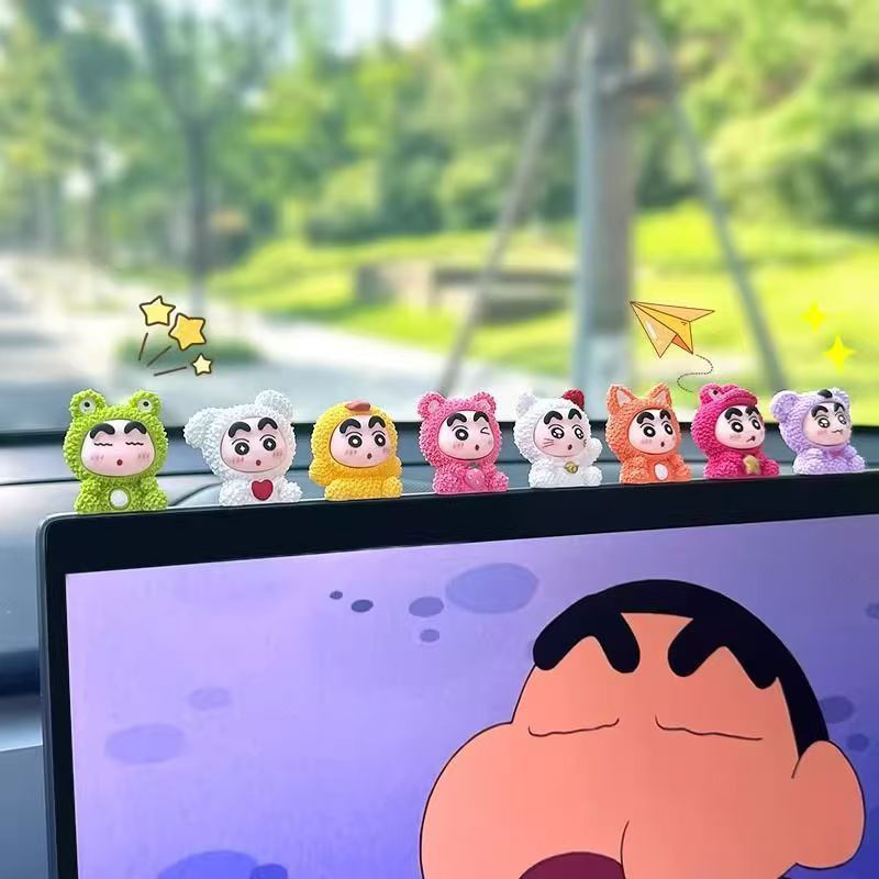 8/9PCS Crayon Shin-chan Car Ornaments Auto Dashboard Turning Racing ...