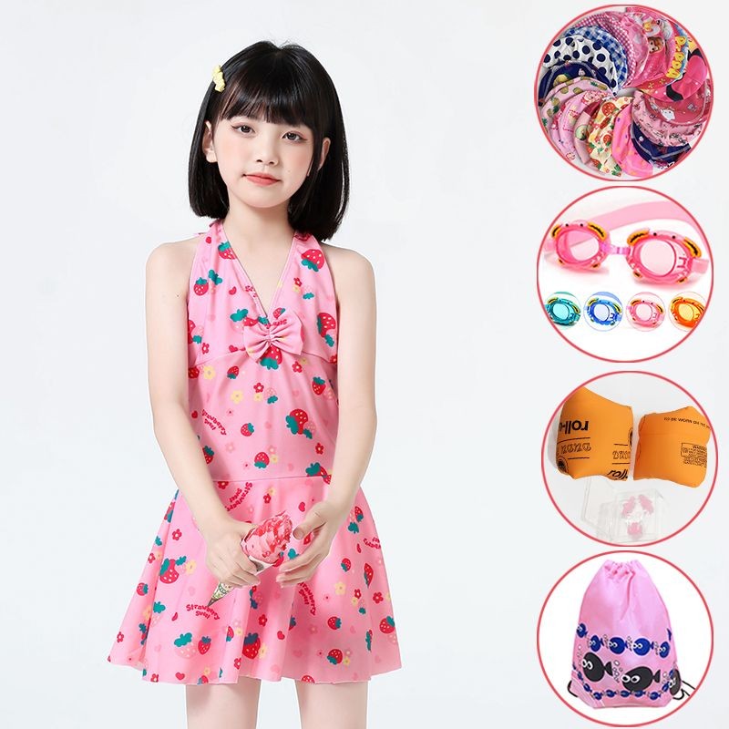 Swimsuit Girls Skirt Style Split Boxer Children Girls Swimsuit Big ...