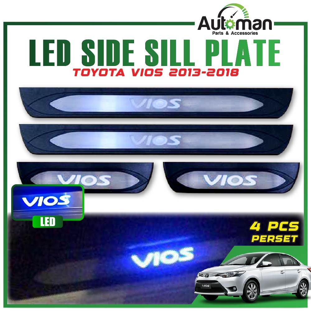 Toyota Vios 2013 - 2018 LED Door Side Sill Step Plates Blue Exterior ...