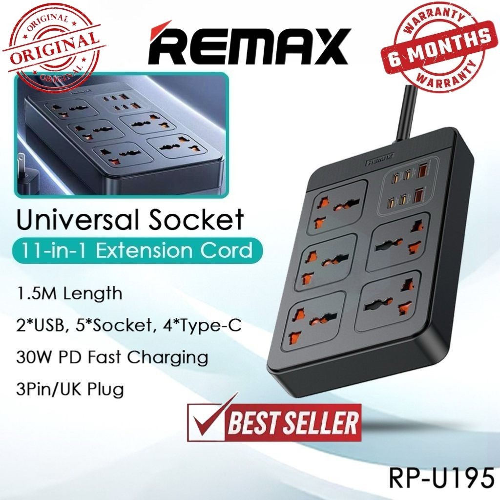 Remax RP-U195 11-in-1 Extension Power Socket Power Strip Wall Extension ...