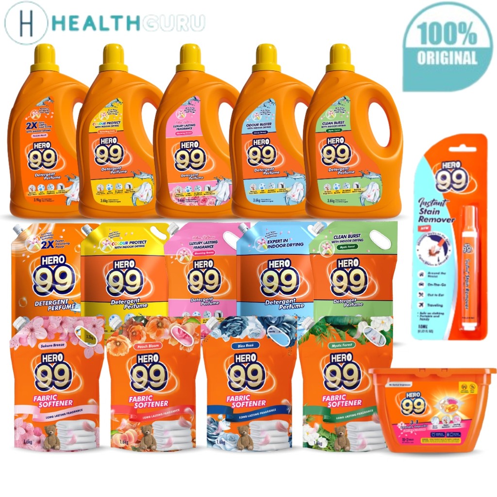HealthGuru HERO 99 Liquid Detergent Perfume Fabric Softener Laundry ...