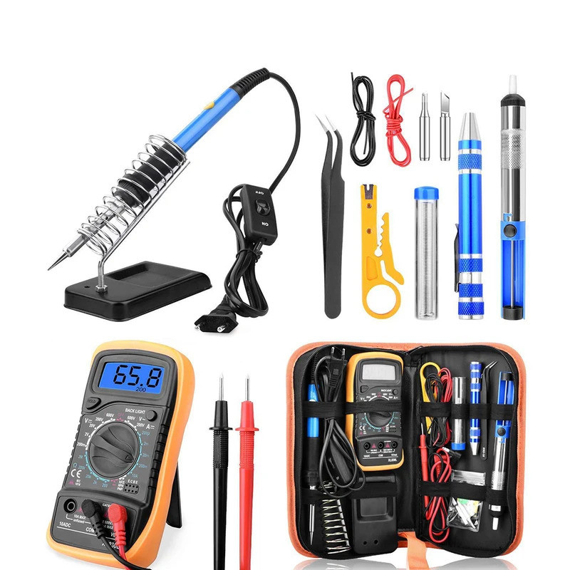 60W Soldering iron kit adjustable temperature LCD solder welding tools ...