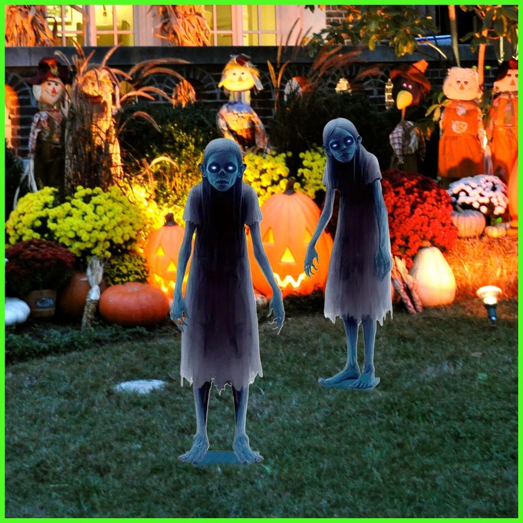 Haunted Twin Ghost Yard Signs Scary Garden Twins Ghost Stakes Decor 2 ...