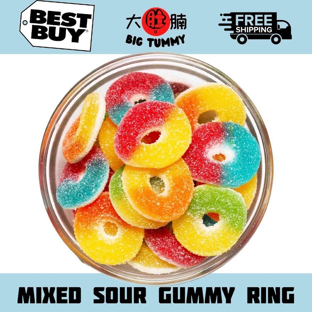 Sour Assorted Fruit Flavor Gummy Ring Sour Gummy Ring Mixed Fruit Gummy ...