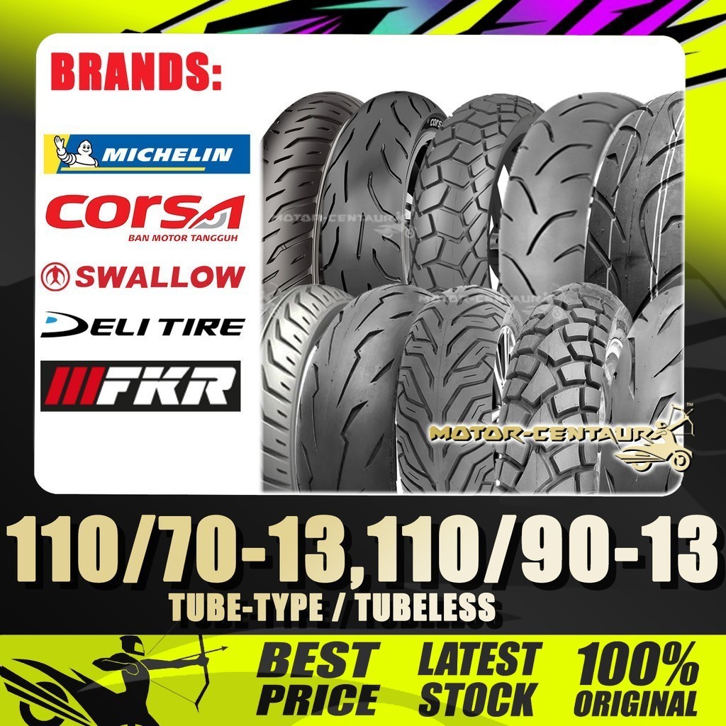 TAYAR 110/70-13,110/90-13 SWALLOW,DELI,CORSA,MICHELIN,FKR,CMI,DURO,IRC ...