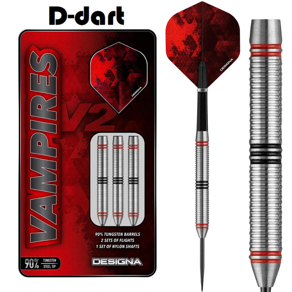 DESIGNA STEEL TIP DARTS - 22G/24G/26G VAMPIRES V2 M4 90% TUNGSTEN DART ...