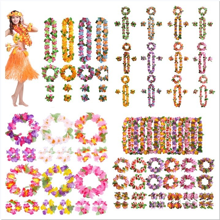 Tropical Hawaiian flower garland Decoration Petal Necklace Headband ...