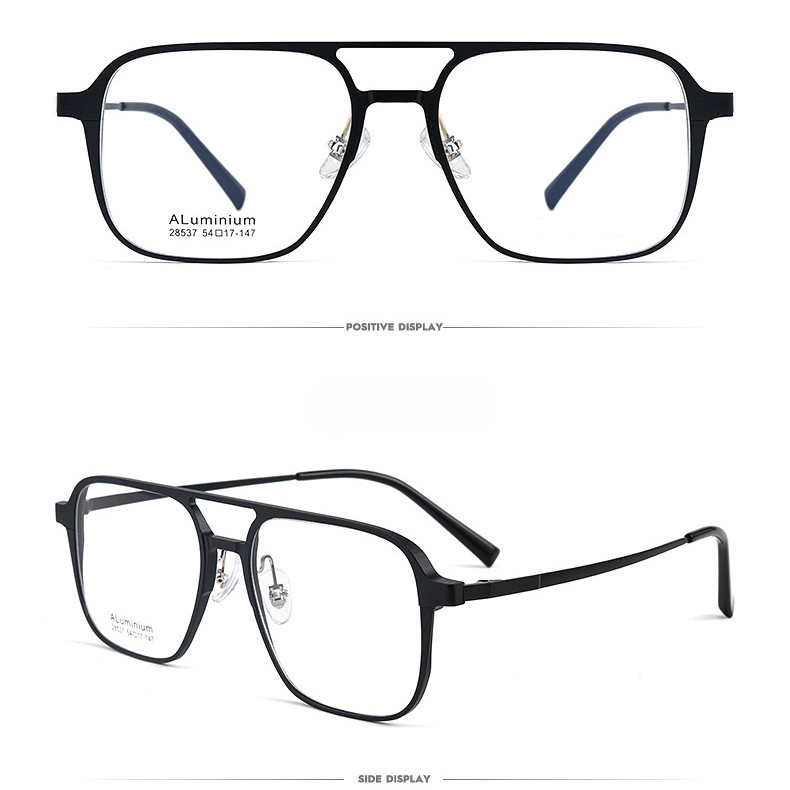 Ultra Light Pure Titanium Glasses Frame Square Double Beam Eyewear Men ...