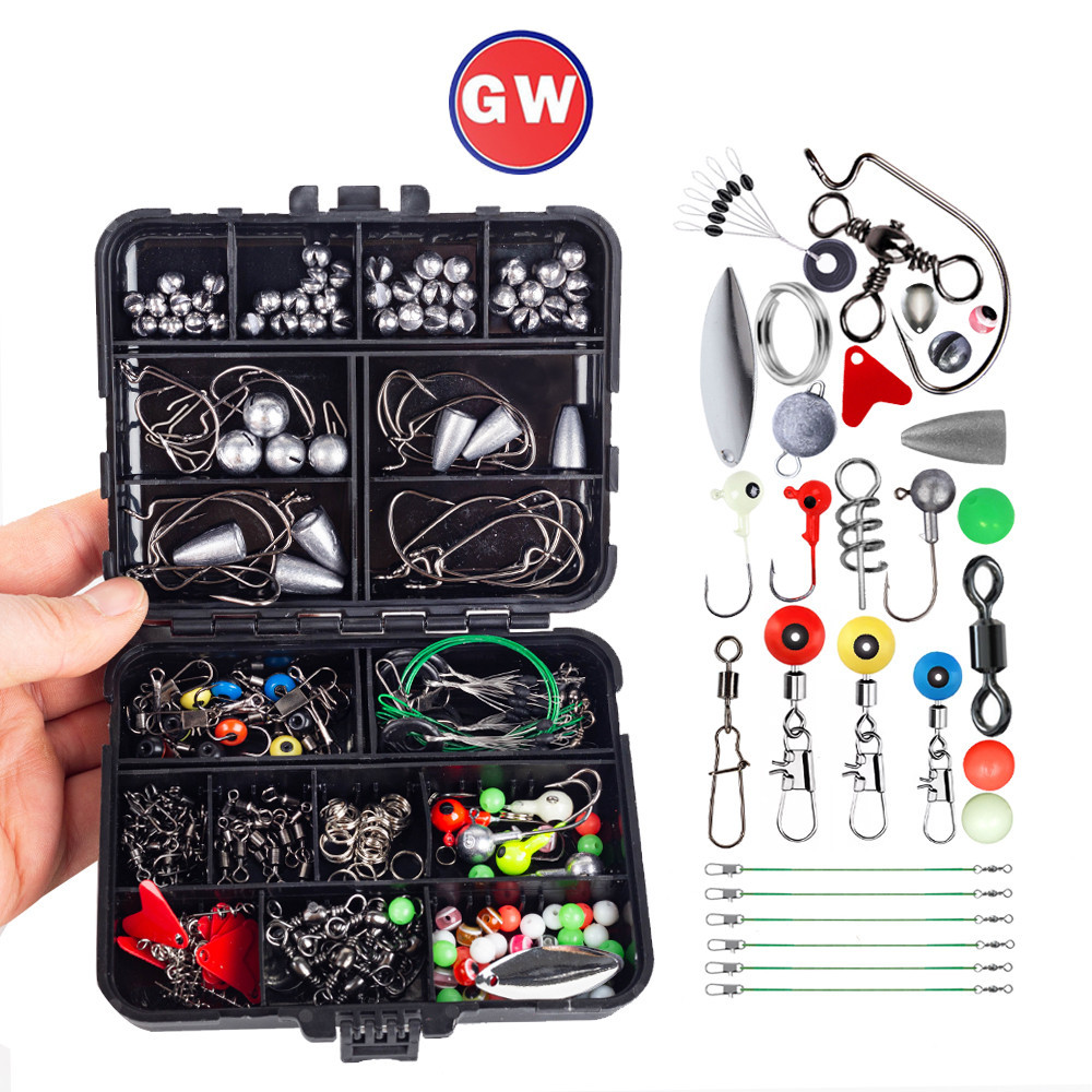 257Pcs Fishing Tackles Box Kit Set With Swivel Connector Sinker Colors ...