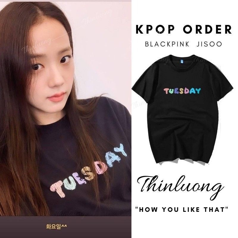 BLACKPINK Jisoo Tuesday Rainbow Color T-Shirt High Premium Cotton T ...