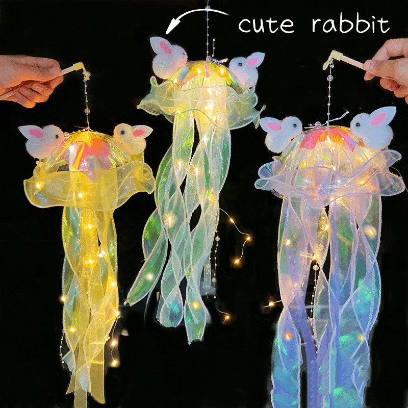 Cute Mid Autumn Lantern Ins Jellyfish Lantern Handheld Bunny Lantern ...