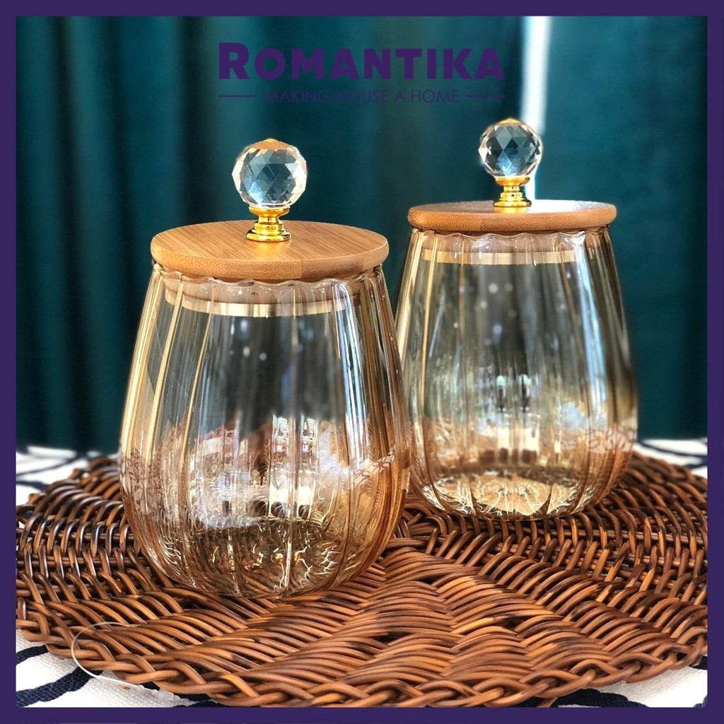 Romantika AMBERLITE JAR Luxury Glass Food Container Crystal Storage ...