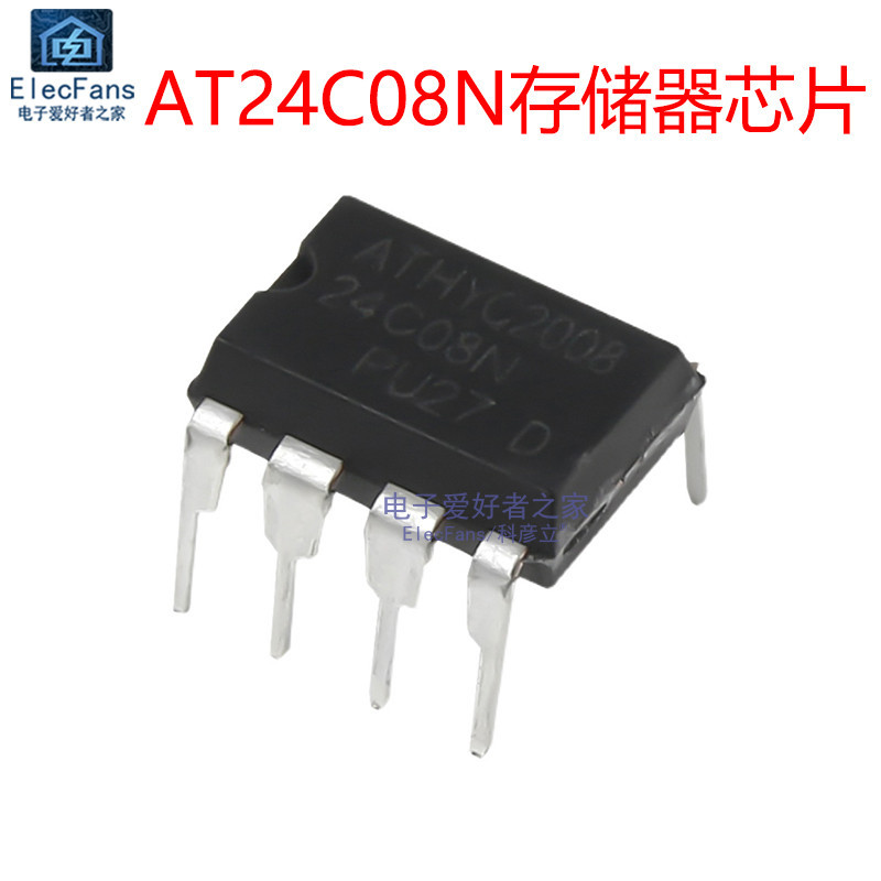 ((5pcs) At24c08n In-Line DIP-8 EEPREOM Memory Chip I2C Serial Busbar ...