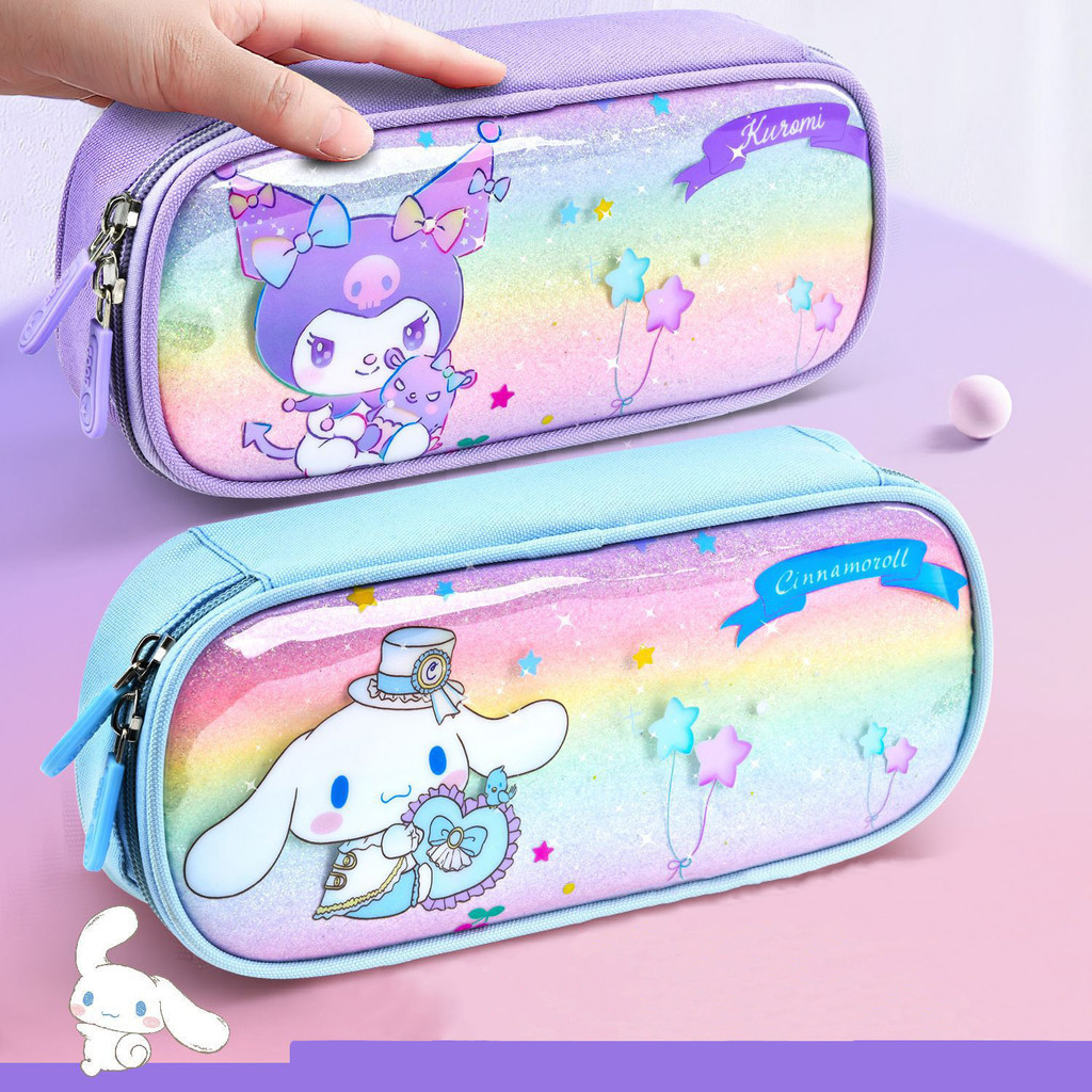 Sanrio Double-Layer Pencil Box Cartoon Kuromi Cinnamoroll My Melody ...