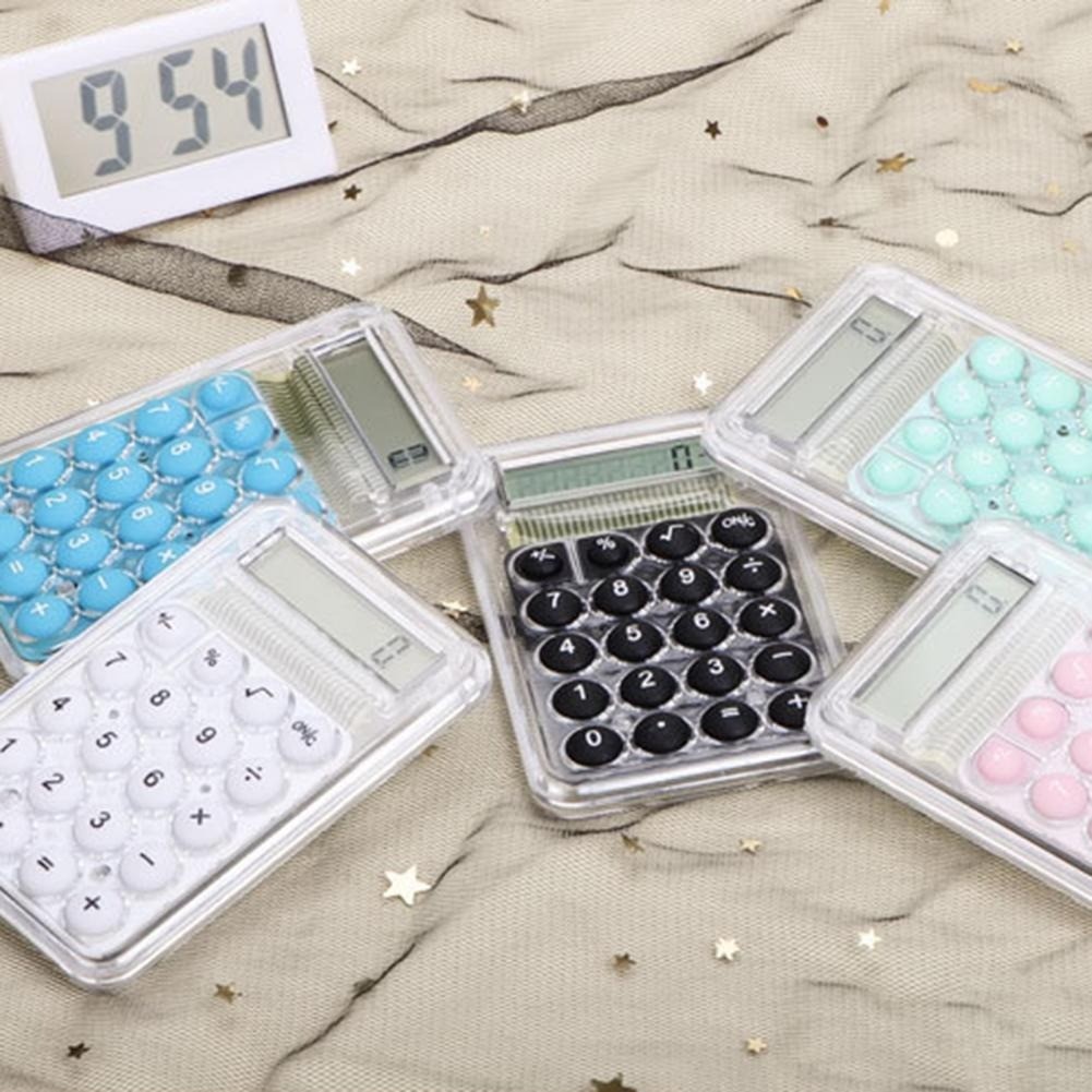 8 Digit Cute Calculator Candy-colored Silicone Button Transparent ...