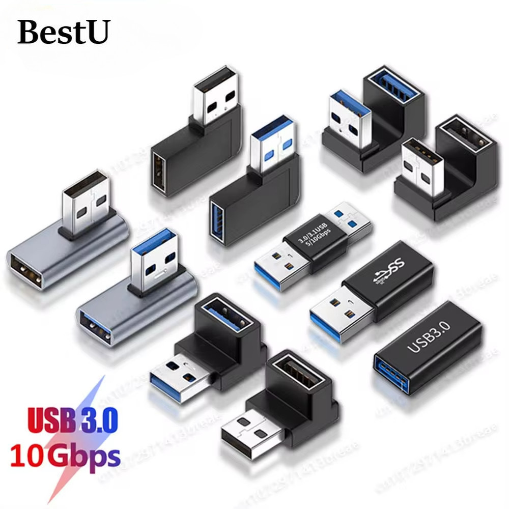 90 Degree Vertical USB Adapter Right Angle 10Gbps Male To Female ...