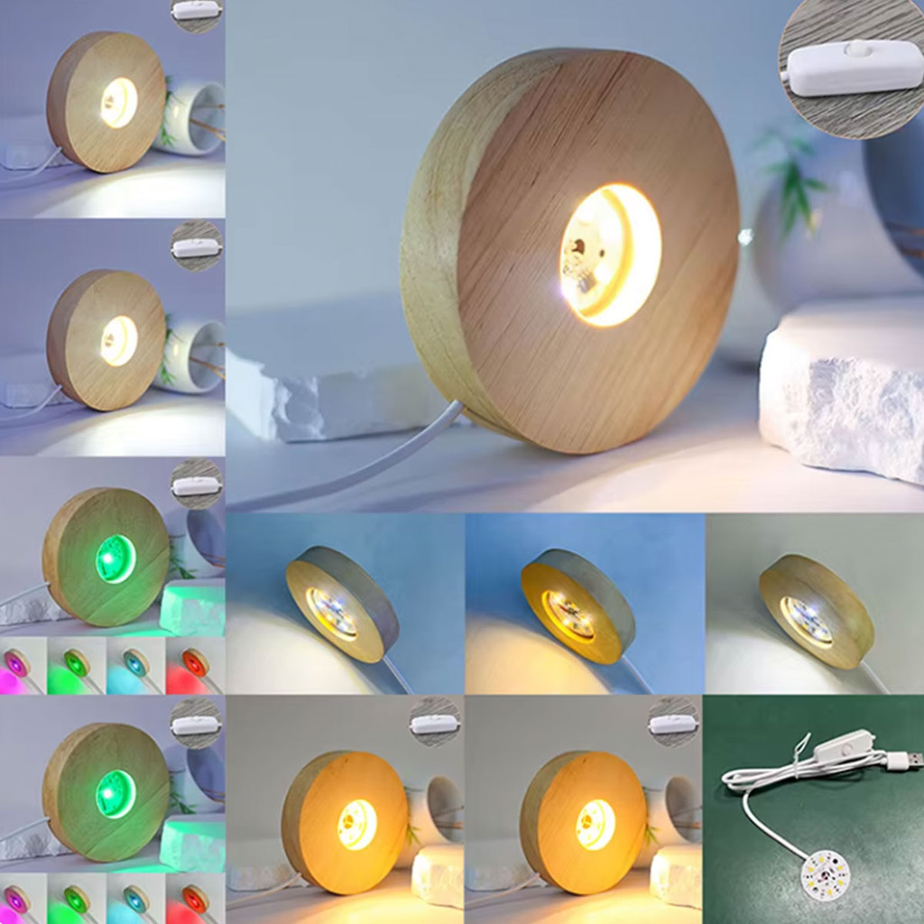 Wood Desktop Decorative Lights Light Base Night Light Wooden Led Usb ...