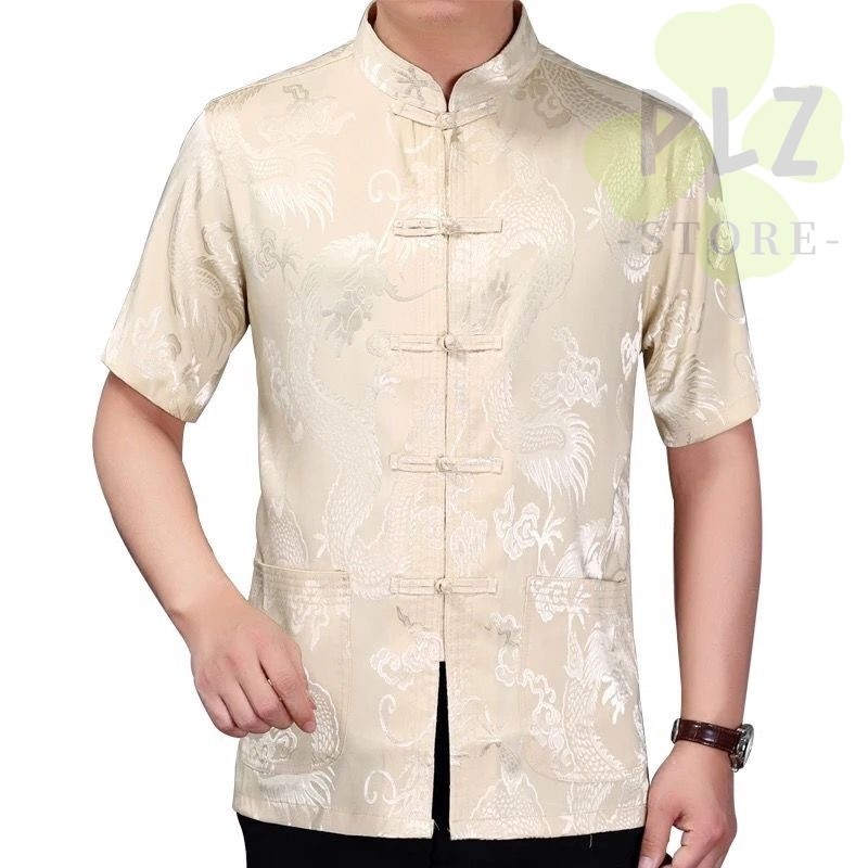 唐装 High Quality Silk Satin Shirt Plus Size Dragon Embroidery Tang Suit ...