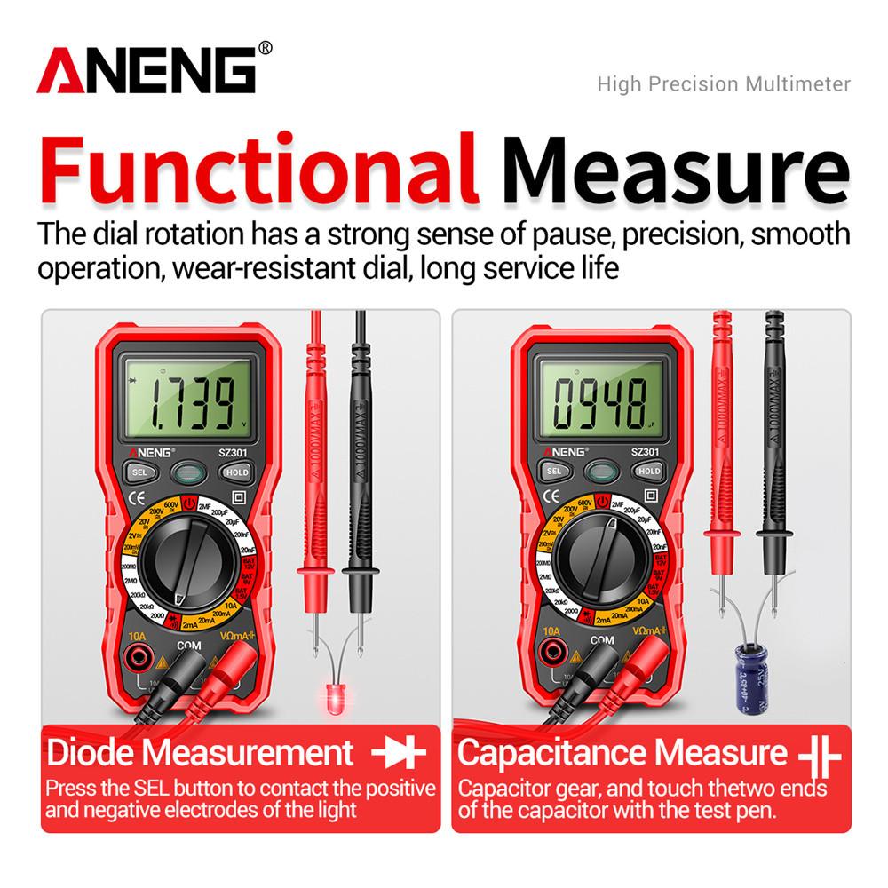 COD 🚚 ANENG SZ301 Digital Professional Multimeter Votage Resistance ...