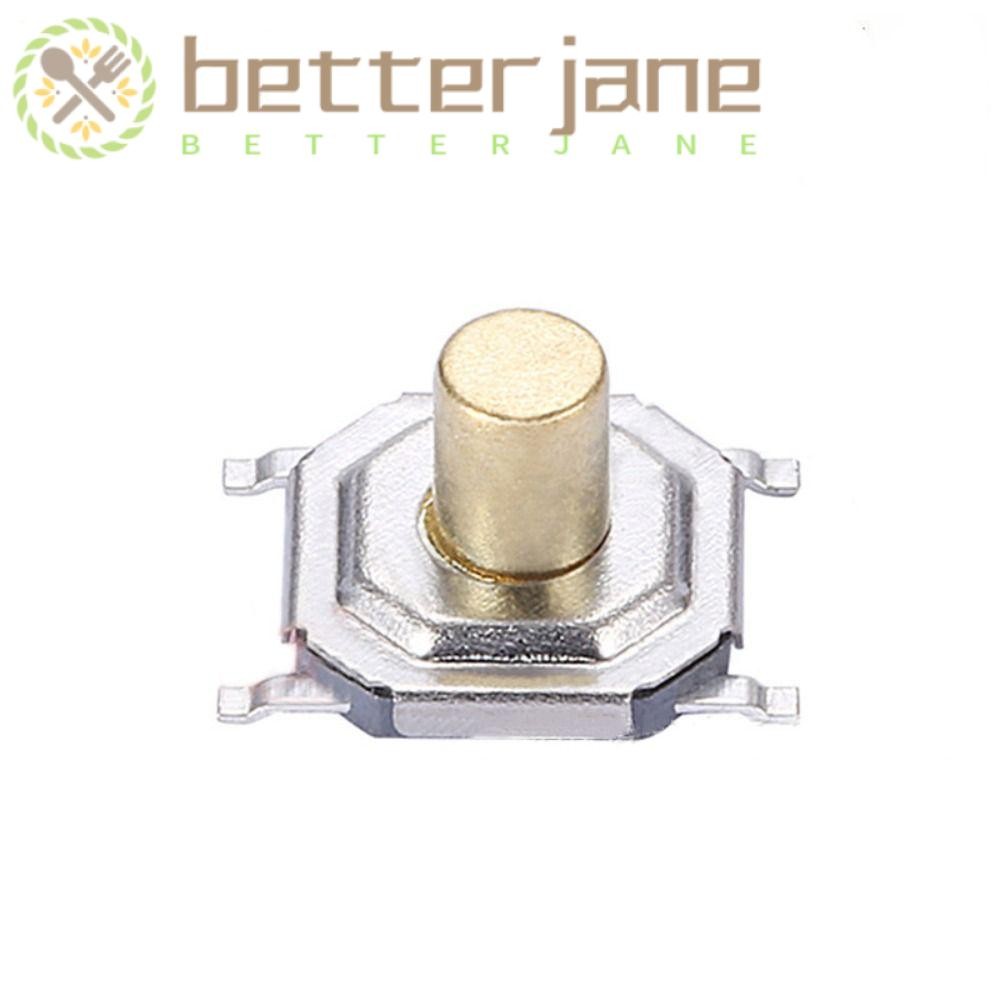 BETTER-JANE 10PCS Tactile Push Button Switch, Gold Metal SMD Feet Touch, Assortment Kit 4*4*1 ...