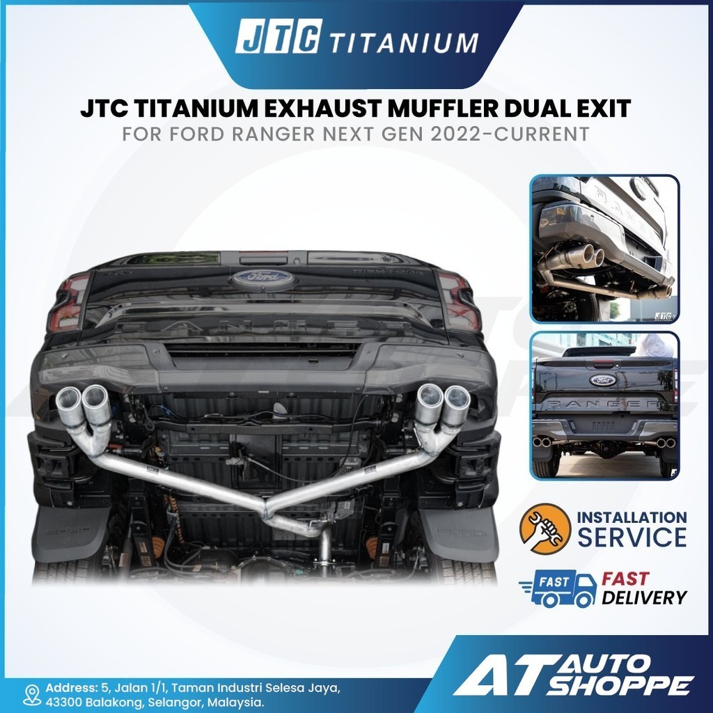 JTC Titanium Exhaust Muffler Dual Exit Titanium Tip for Ford Ranger ...