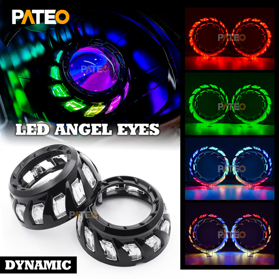 RGB Angel Eyes Dynamic Sequential Halo Shrouds APP Control For 3.0 inch ...