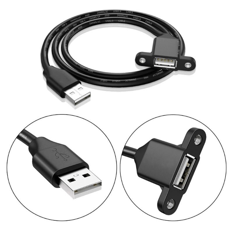R* Secure Locking USB 2 0 A Male to Female Panel Mount Cable Various ...