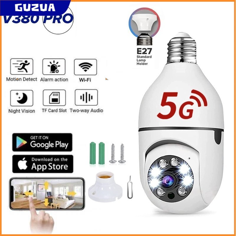 Guzua V380 Pro CCTV Bulb Dual lens 5G Camera 1080P Smart Wifi 360 ...