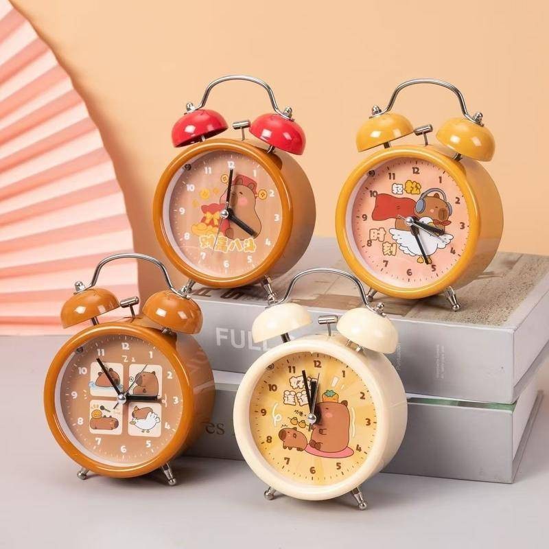 Cartoon Capybara Kids Alarm Clock Double Bell Clock Cute Desk Clock ...