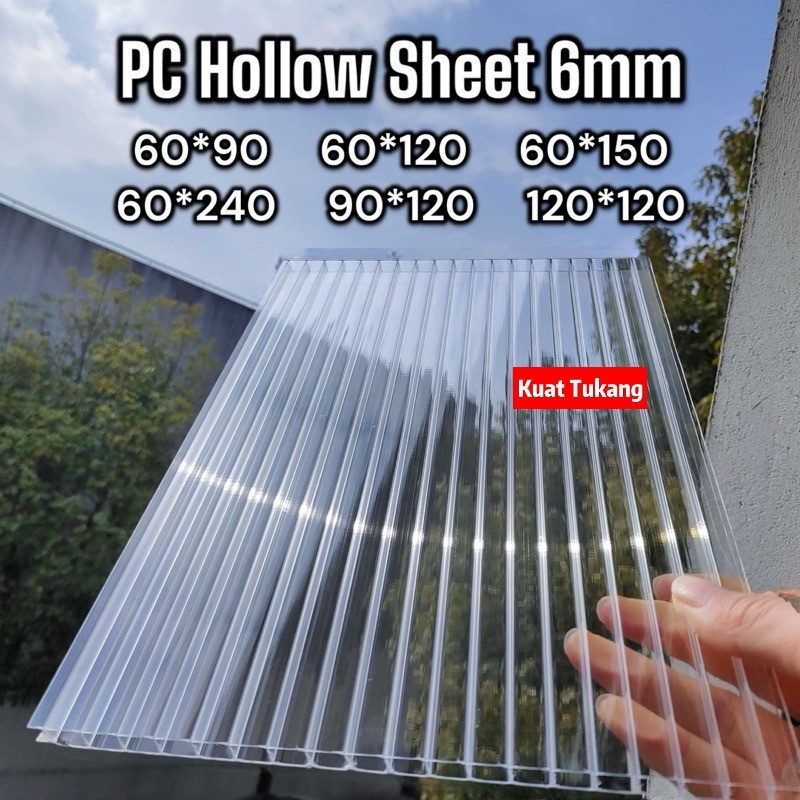 PC Hollow Sheet 6mm / Polycarbonate Sunroof Roof Waterproof Greenhouse ...
