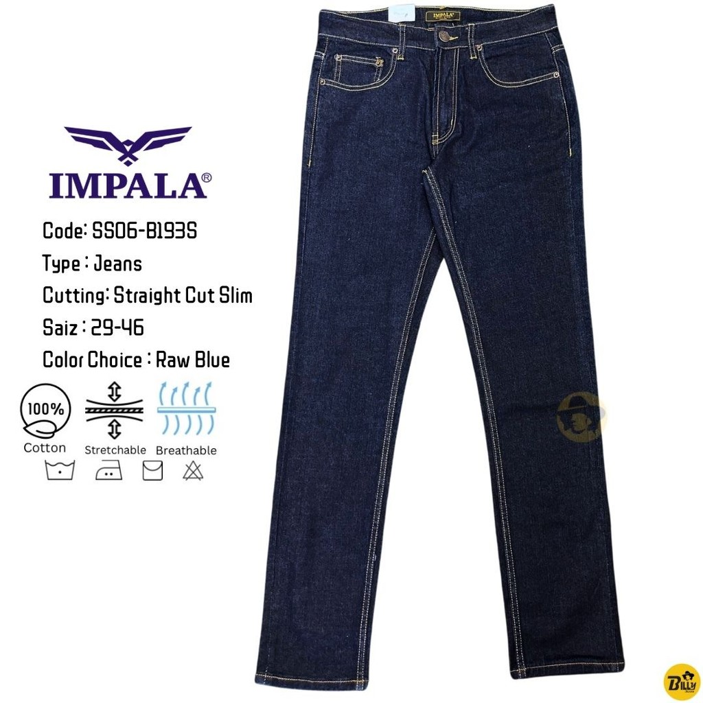 Impala Brand Men Straight Slim Stretchable Jeans (SS06-B193S) | Shopee ...