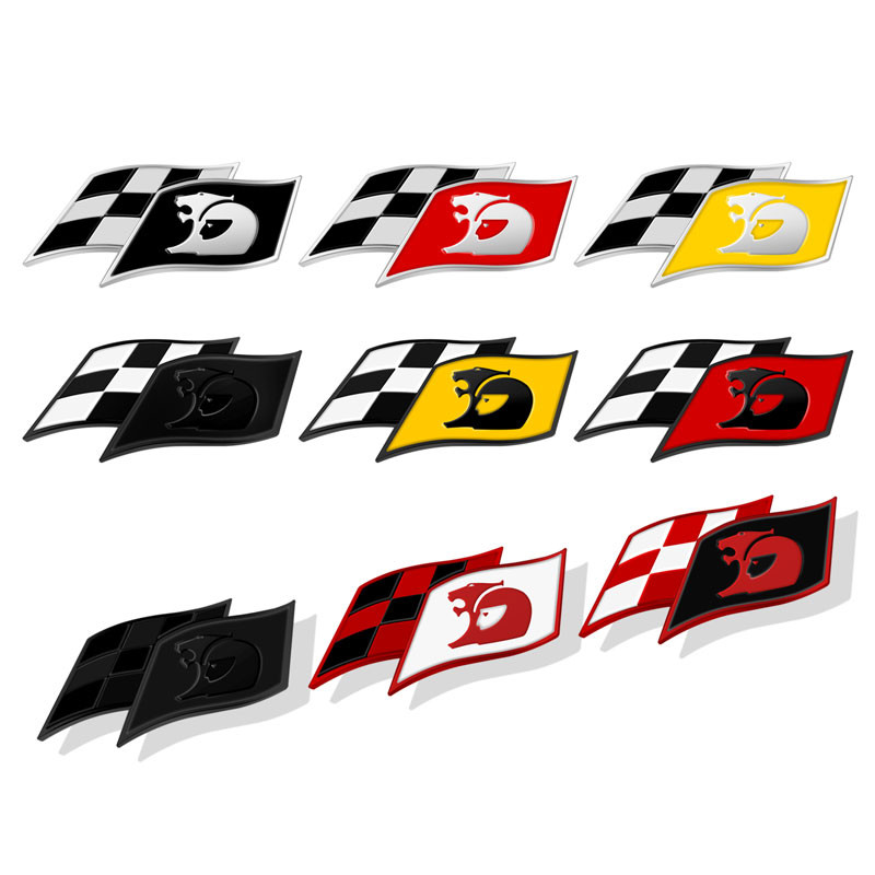 3D Metal Car Sticker Lion Head Racing Flag Emblem Body Rear Trunk Badge ...