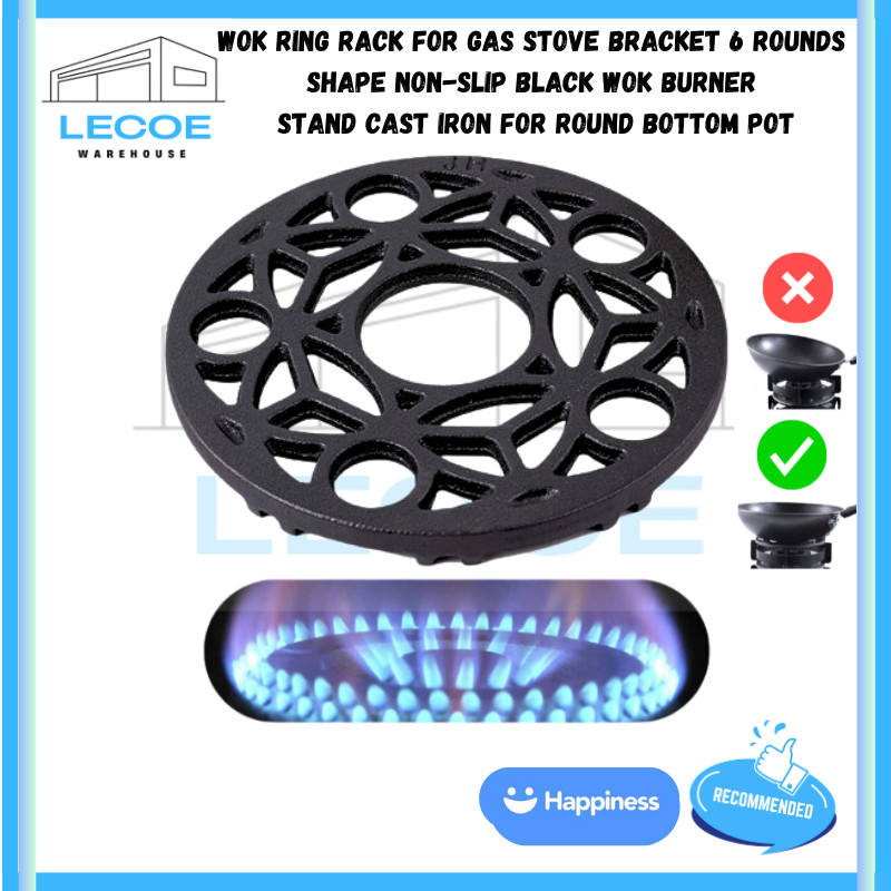 Wok Ring Rack for Gas Stove Bracket 6 Rounds Shape Non-Slip Black Wok ...