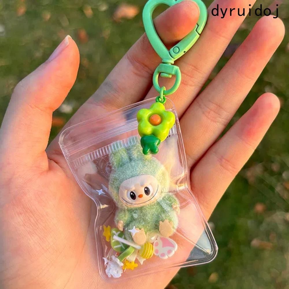 DYRUIDOJ Flocking Labubu Key Ring, Waterproof Silica Gel Sit Down ...