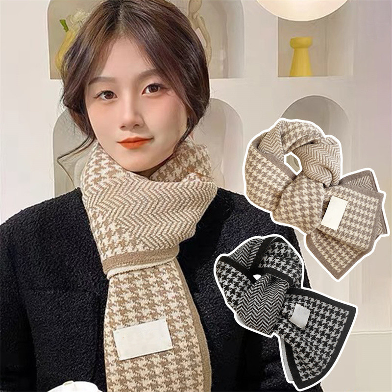 Scarf Female Winter Korean Version Shawl Grid Deer Plush Two-Sided Keep ...