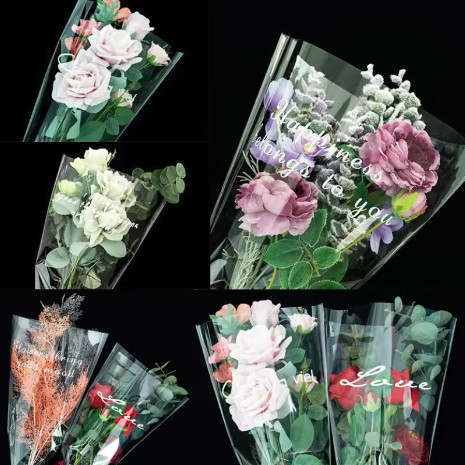 Pembalut Bunga 100pcs Opp Transparant DIY Large Flower Rose Baby Breath ...