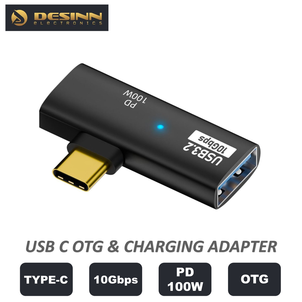 USB Type C OTG and Charge Adapter 2 in 1 Splitter 100W PD Fast Charging for laptop Phone Tablet ...