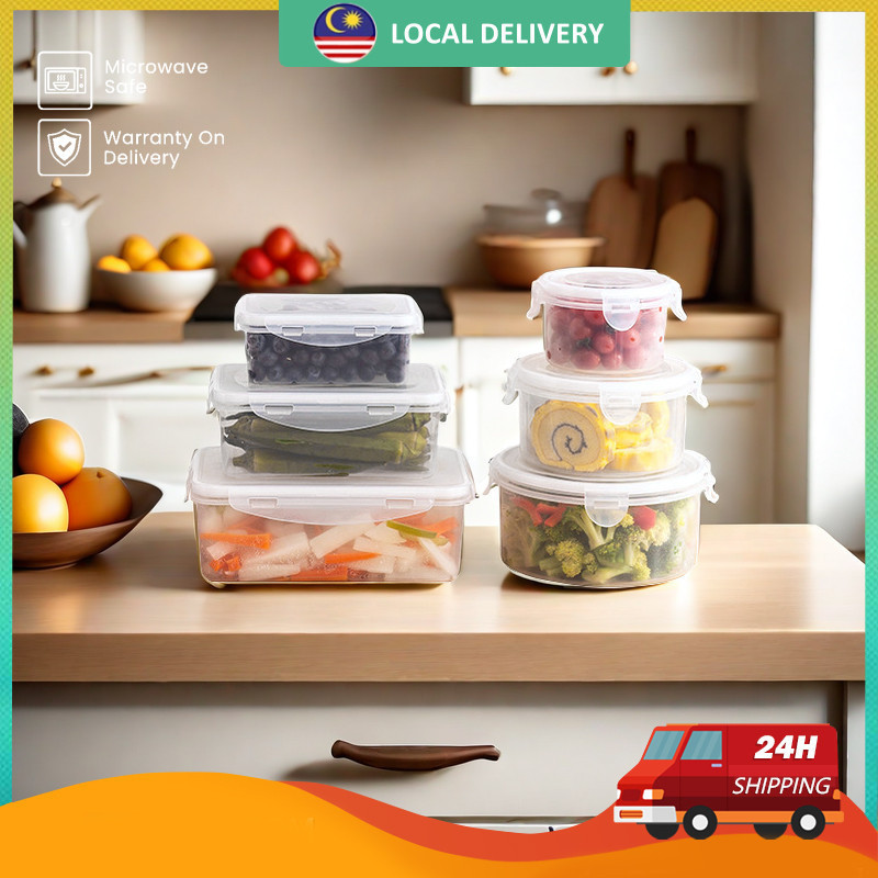 Plastic Transparent Food Storage Box Airtight Food Container Fridge Storage Bekas Kedap Udara ...