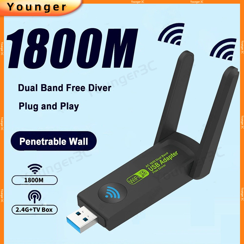 Actual 1800Mbps USB3.0 WiFi Adapter 5G Dual Band Driver Free USB Router ...