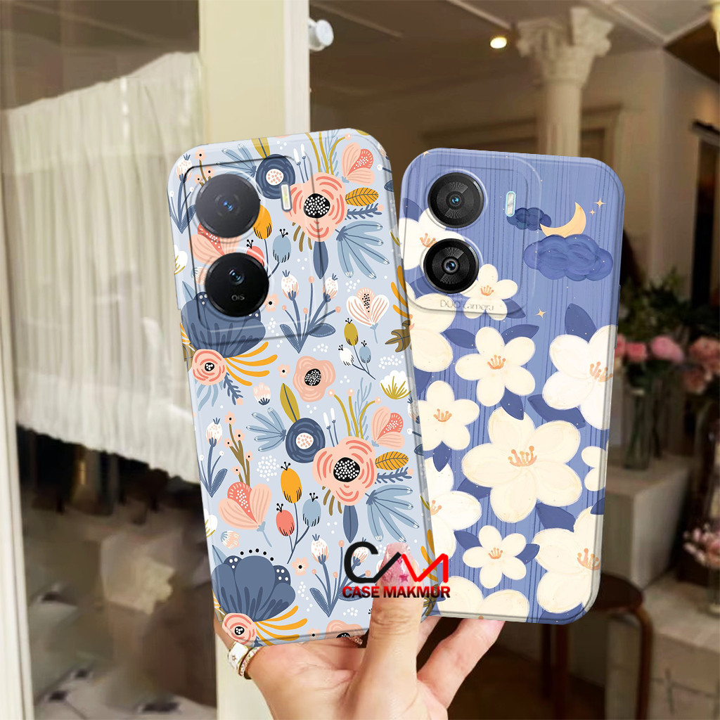 Iqoo Z7 Z7x Floral Motif Tpu Silicone Character Case - Girl Casing ...