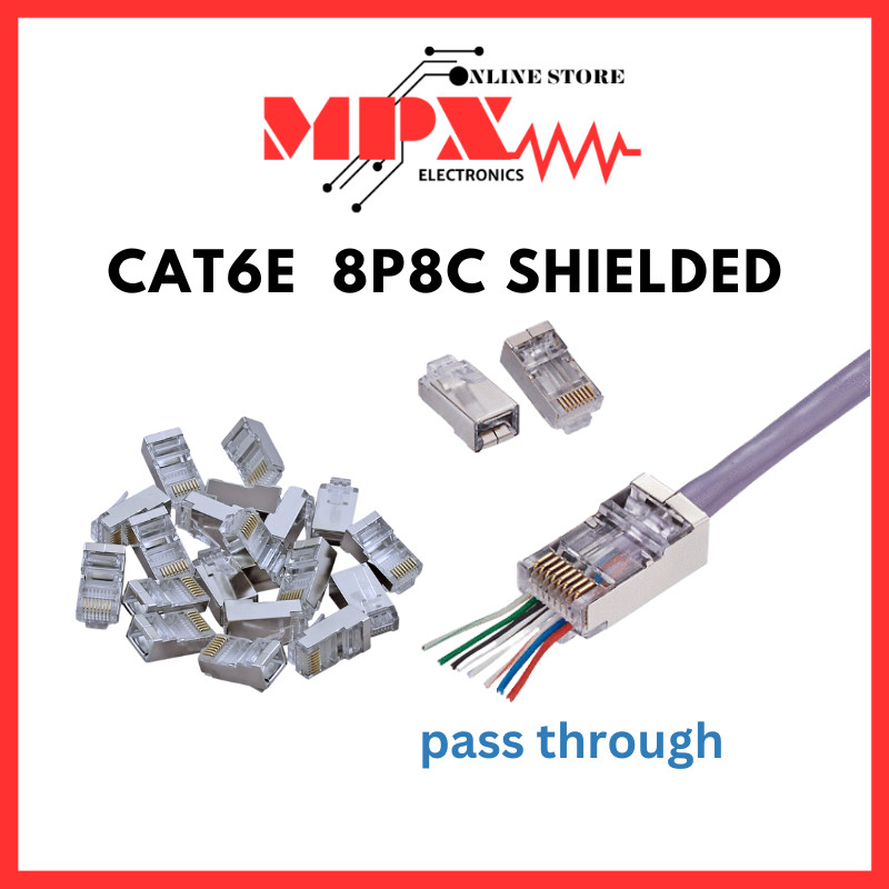 100pcs CAT6e CAT6 Network Cable Gold Plated 8P8C RJ45 pass through ...