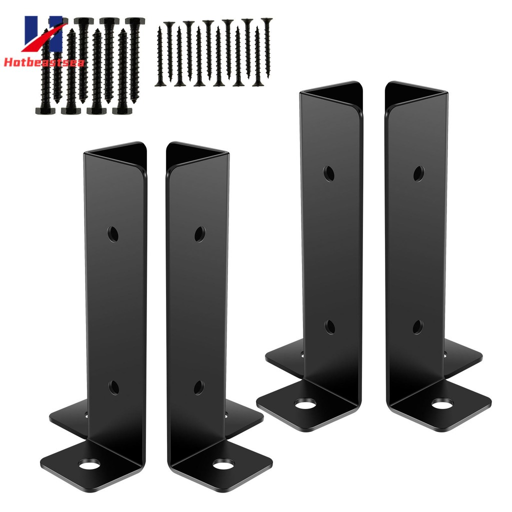 4Pcs Post Anchor Base Iron Deck Post Base Brackets Half Column Deck ...