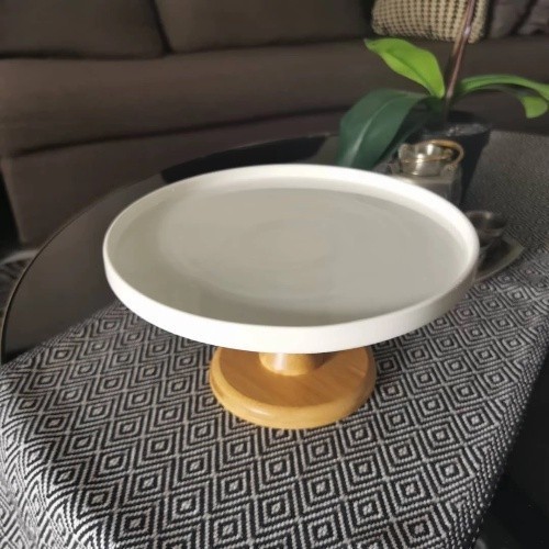 RH Cake Stand Wedding Decor Ceramic Plate High Legged Wooden Dessert ...